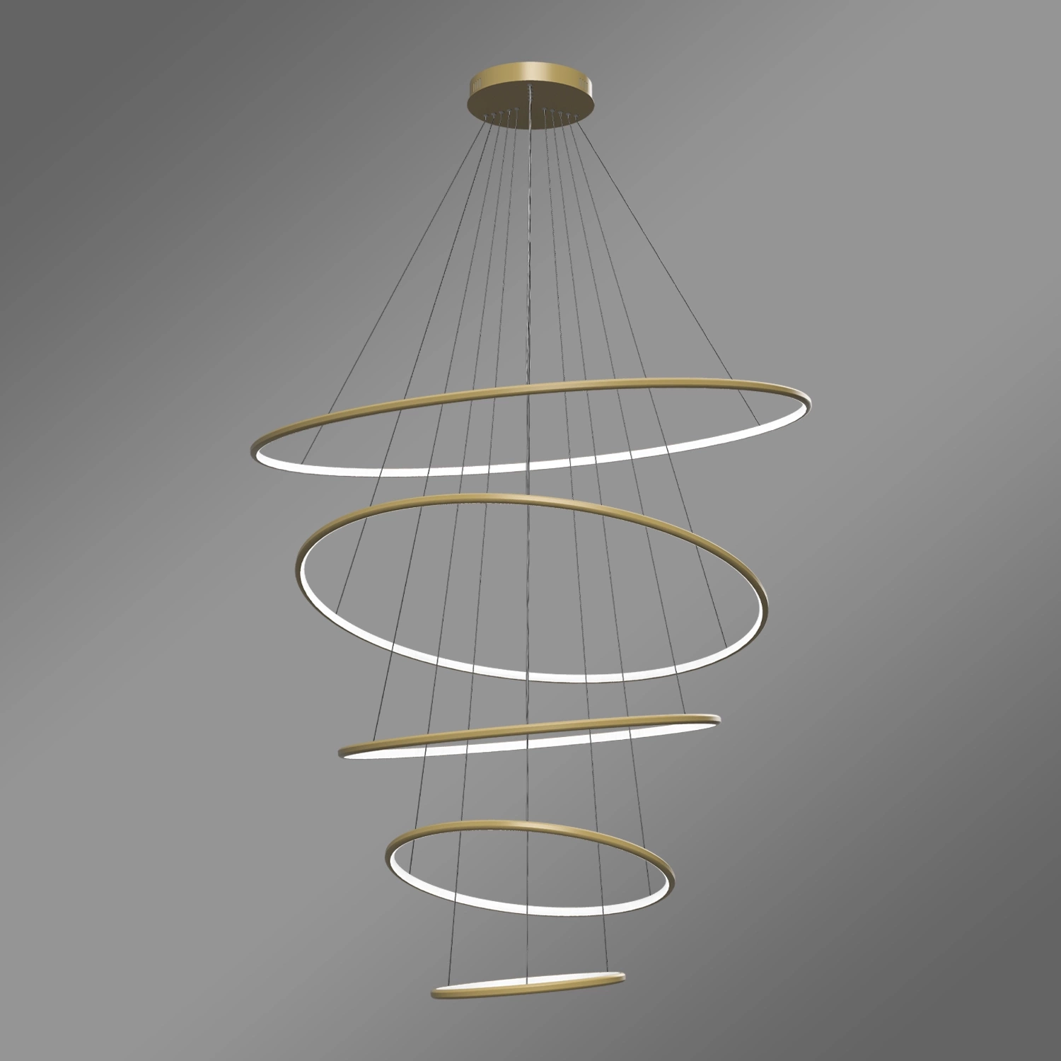 Nowoczesna lampa wisząca Led Orbit No.5 120cm złota sterowana pilotem ...