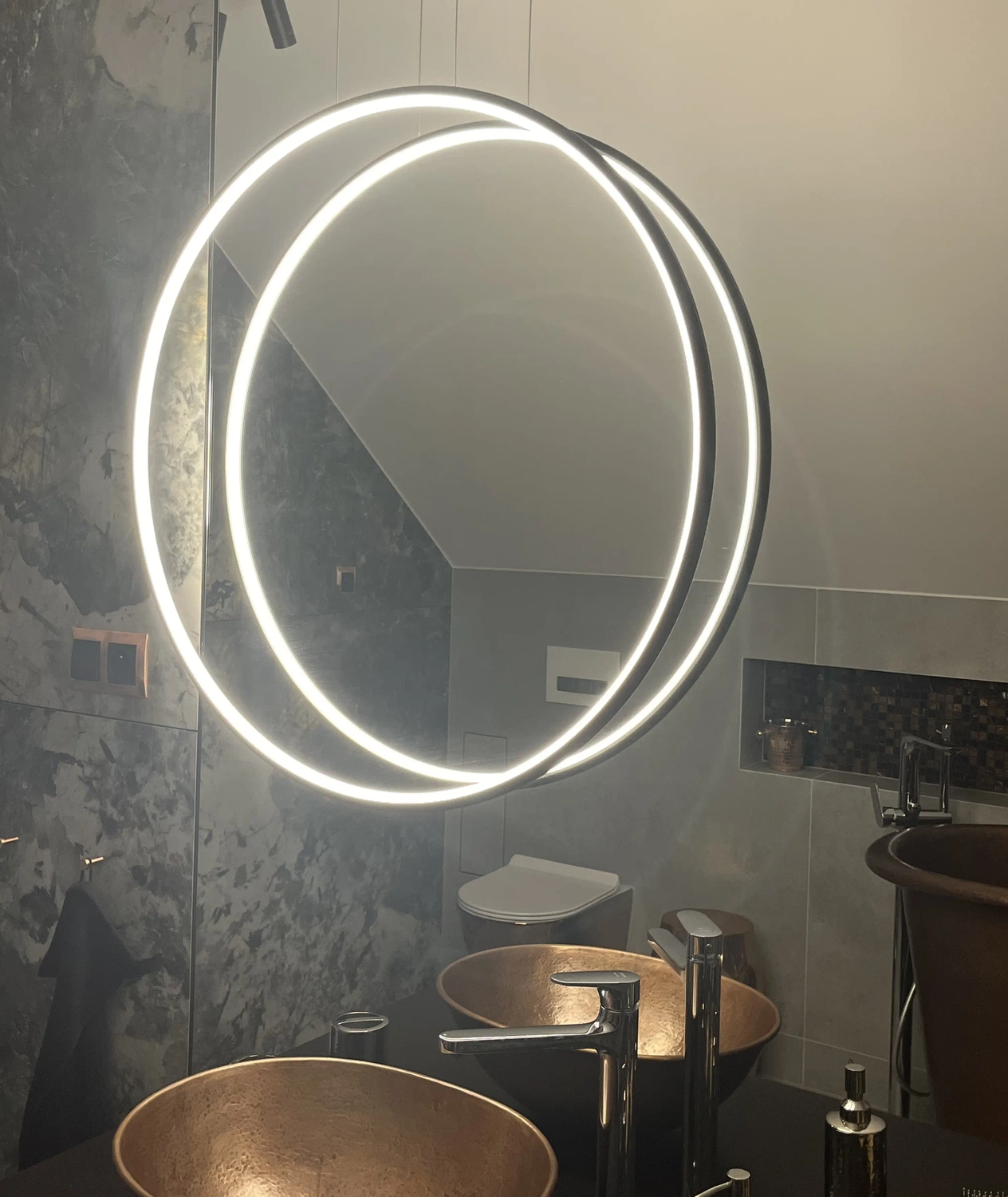 Nowoczesna lampa wisząca Led Moon 80 cm czarna barwa neutralna 4K ...
