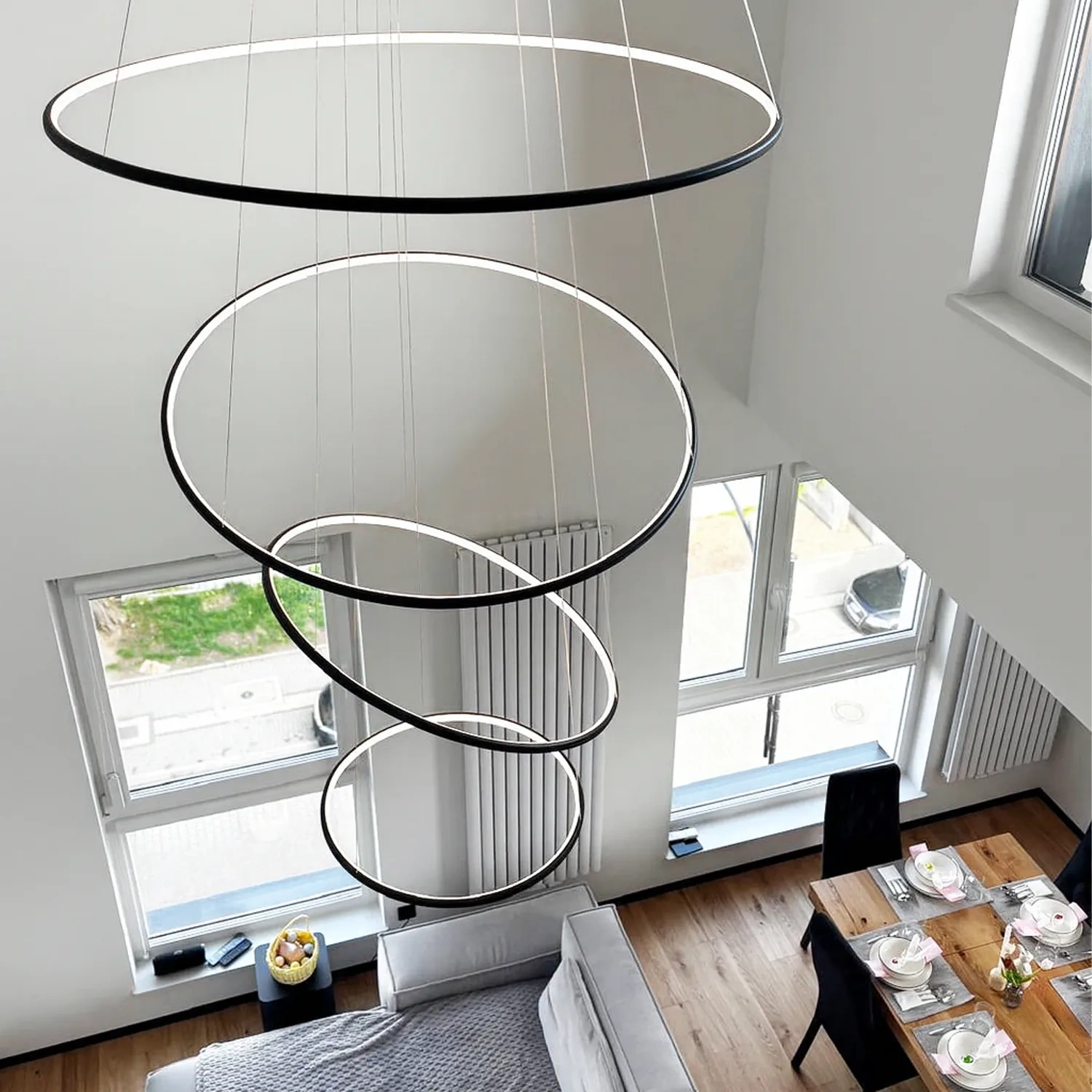 Nowoczesna lampa wisząca LED Orbit No.4 100 cm czarna 4000K | LEDesign